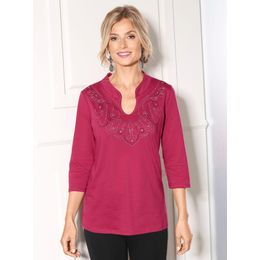 3/4-Arm-Shirt Classic Basics "Shirt", Damen, Gr. 38, rot, 100% Baumwolle, unifarben, V-Ausschnitt, Shirts 3/4-Arm-Shirt