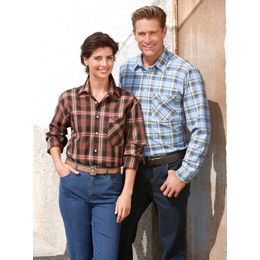Karohemd CLASSIC, Herren, Gr. 43/44, Normalgr&ouml;&szlig;en, blau (blau, kariert), 100% Baumwolle, gemustert, kariert, klassisch, Hemden Karohemd