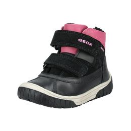 Stiefelette Geox "Geox Stiefelette Leder/Textil", M&auml;dchen, Gr. 26, schwarz (schwarz, pink), Leder, Textil, Schuhe Stiefelette