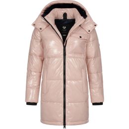Wintermantel Ragwear "Roobie Long", Damen, Gr. L (40), pink (hellpink), Obermaterial: 100% Nylon; Innenfutter: 100% Polyester; Wattierung: 100% Polyester, gerade ca. Mitte Oberschenkel, &Auml;rmel ohne &Auml;rmelschlitz Rippstrickb&uuml;ndchen, M&auml;ntel Wintermantel, super stylischer, g&auml;nzender Damen Steppmantel