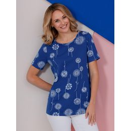 Longshirt Classic Basics "Longshirt", Damen, Gr. 38, blau (royalblau, wei&szlig;, bedruckt), 100% Baumwolle, gemustert, mehrfarbig, Rundhals, Shirts Longshirt