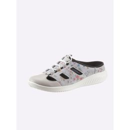 Pantolette Jomos, Damen, Gr. 36, grau (grau, gebl&uuml;mt), Glattleder, Veloursleder, Schuhe Pantolette