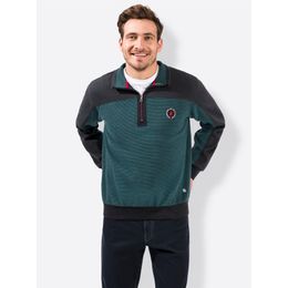Sweatshirt Marco Donati, Herren, Gr. 44/46, blau (blau, gr&uuml;n), 100% Baumwolle, gemustert, Sweatshirts Sweatshirt