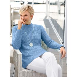 Stehkragenpullover Classic Basics "Pullover", Damen, Gr. 48, blau, 100% Polyacryl, unifarben, Pullover Stehkragenpullover