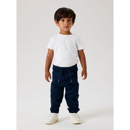 Cargohose name it "NMMBEN CARGO R TWI PANT 1771-HI NOOS", Jungen, Gr. 104, N-Gr, blau (navy blazer), Twill, Obermaterial: 98% Baumwolle, 2% Elasthan, unifarben, relaxed fit kn&ouml;chellang, Hosen Cargohose