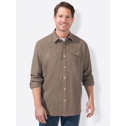 Langarmhemd Catamaran, Herren, Gr. 39/40, Normalgr&ouml;&szlig;en, grau (taupe), 95% Baumwolle, 5% Schurwolle, meliert, unifarben, klassisch, Hemden