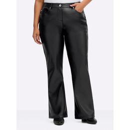 Bootcuthose sheego, Damen, Gr. 42, Normalgr&ouml;&szlig;en, schwarz, 100% Polyester, unifarben, Hosen