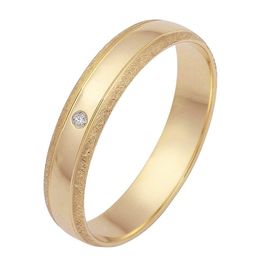 Trauring Firetti "Schmuck Geschenk Gold 375 Hochzeit Ehering Trauring "LIEBE" Gr. 16,5, gold (gelbgoldfarben), Fingerringe, Damen, 16,5, 0,01 SI = kleine Einschl&uuml;sse mit Brillant, Gelbgold 375, 4mm, Trauring, Made in Germany, wahlweise mit oder ohne Brillant