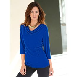 Wasserfallshirt Inspirationen "Shirt", Damen, Gr. 40, blau (royalblau), 95% Viskose, 5% Elasthan, unifarben, Wasserfallausschnitt, Shirts