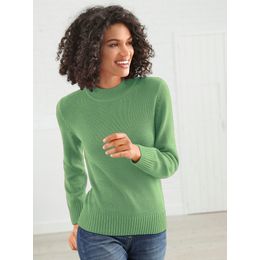 Stehkragenpullover Casual Looks "Pullover", Damen, Gr. 48, gr&uuml;n (apfel), 50% Baumwolle, 50% Polyacryl, meliert, unifarben, figurumspielend, Pullover Stehkragenpullover