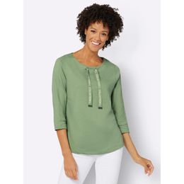 Sweatshirt Casual Looks, Damen, Gr. 36, gr&uuml;n (eucalyptus), 55% Baumwolle, 45% Polyester, unifarben, Rundhals, Sweatshirts Sweatshirt