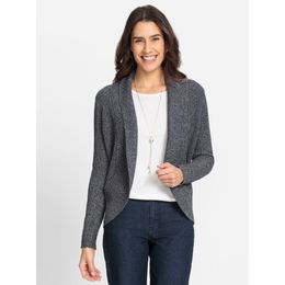 Strickjacke Inspirationen, Damen, Gr. 42, blau (marine, meliert), 50% Baumwolle, 50% Polyacryl, unifarben, Strickjacken Strickjacke