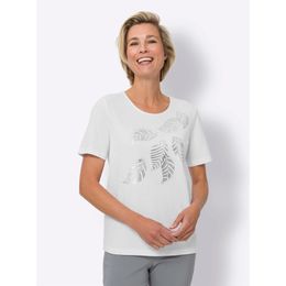 Kurzarmshirt Classic Basics "Kurzarm-Shirt", Damen, Gr. 42, wei&szlig;, 100% Baumwolle, bedruckt, gemustert, Rundhals, Shirts