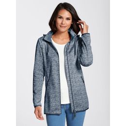 Kapuzenfleecejacke Casual Looks, Damen, Gr. 40, blau (marine, wei&szlig;, gemustert), 100% Polyester, bedruckt, gemustert, mehrfarbig, Jacken