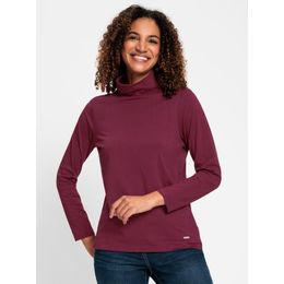 Rollkragenshirt Casual Looks "Rollkragen-Shirt", Damen, Gr. 50, rot (bordeaux), 95% Baumwolle, 5% Elasthan, unifarben, Shirts
