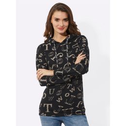 Longshirt Inspirationen "Longshirt", Damen, Gr. 40, braun (schwarz, schlamm), 100% Baumwolle, gemustert, mehrfarbig, Shirts Longshirt