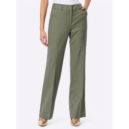 CR&Eacute;ATION L B&uuml;gelfaltenhose CREATION L, Damen, Gr. 40, Normalgr&ouml;&szlig;en, gr&uuml;n (khaki), 40% Wolle, 32% Polyester, 25% Viskose, 3% Elasthan, unifarben, Hosen