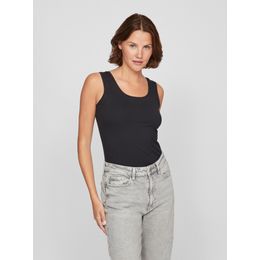 Tanktop Vila "VINORA TANK TOP - NOOS", Damen, Gr. XS, schwarz (schwarz beauty), Jersey, Obermaterial: 96% Baumwolle, 4% Elasthan, unifarben, regular fit normal, Rundhals, Tops Tanktop