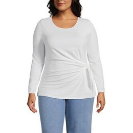 LANDS' END Langarmshirt mit Knotendetail aus Baumwolle/Modal-Mix, Damen,  Wei&szlig;, Elasthan/Polyester-Mischung, by Lands' End