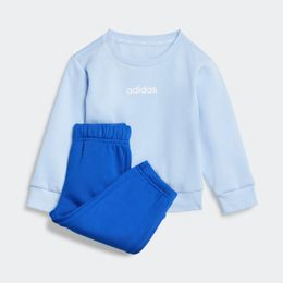 Trainingsanzug adidas Sportswear "I LIN FL JOG", M&auml;dchen, Gr. 98, blau (glow blau, wei&szlig;), Obermaterial: 70% Baumwolle, 30% Polyester, Sportanz&uuml;ge Trainingsanzug