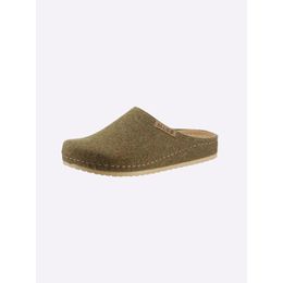 Hausschuh MUBB, Damen, Gr. 41, gr&uuml;n (oliv), Wolle, Schuhe Hausschuh