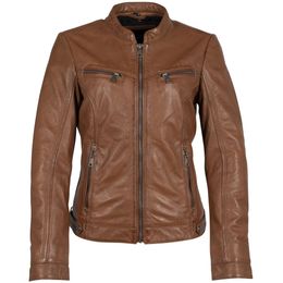 Lederjacke Mauritius "MWJanka", Damen, Gr. S, braun (cognac), Obermaterial: 100% Schafsleder. Futter: 100% Baumwolle. &Auml;rmelfutter: 100% Polyester, unifarben, regular fit kurz, eingesetzt angesetztes B&uuml;ndchen, Jacken