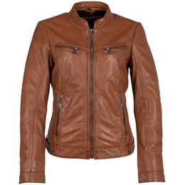 Lederjacke Mauritius "MWJanka", Damen, Gr. S, braun (cognac), Obermaterial: 100% Schafsleder. Futter: 100% Baumwolle. &Auml;rmelfutter: 100% Polyester, unifarben, regular fit kurz, eingesetzt angesetztes B&uuml;ndchen, Jacken