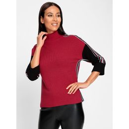 Heine Pullover Damen Gr&ouml;&szlig;e XS dunkelrot / schwarz / wei&szlig;