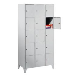 Wolf 5er-Schlie&szlig;fachschrank M&uuml;nchen, 3 Abteile, lichtgrau, B 900 mm, mit F&uuml;&szlig;en