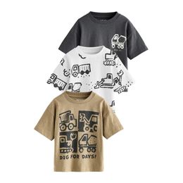 next T-Shirt Jungen Gr&ouml;&szlig;e 110 dunkelbeige / schwarz / wei&szlig;