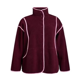 Active by Zizzi Fleecejacke 'ANILLA' Damen Gr&ouml;&szlig;e 11XL/12XL weinrot / wei&szlig;