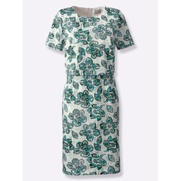 WITT Damen Druckkleid in 2-in-1-Optik, ozean-petrol-bedruckt, Gr&ouml;&szlig;e 38