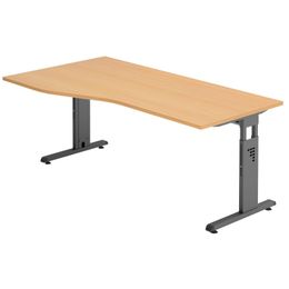 Hammerbacher VOS18/6/G h&ouml;henverstellbarer Schreibtisch 65 - 85 cm Buche / grafit