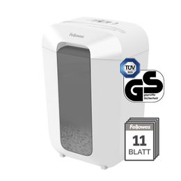 Fellowes Powershred LX70 Aktenvernichter mit Partikelschnitt bis 11 Blatt wei&szlig;
