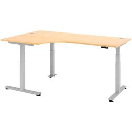 Hammerbacher VXDSM82/3/S elektrisch h&ouml;henverstellbarer Schreibtisch 63 - 127 cm ahorn / silber