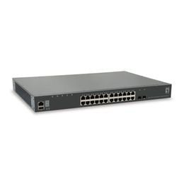 Levelone Switch Kilby Stackable 28 Gigabit Ehternet-Ports mit 24 Gigabit Ethernet-Ports , 2 10Gbe SFP+, 10 Gbe DPE Slot