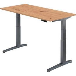 Hammerbacher XBHM16 h&ouml;henverstellbarer Schreibtisch 65,0 - 130,0 cm - elektrisch asteiche / grafit