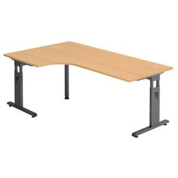 Hammerbacher VOS82/6/G h&ouml;henverstellbarer Schreibtisch 65 - 85 cm Buche / grafit