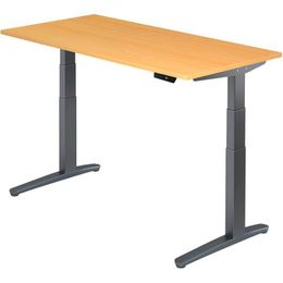 Hammerbacher VXBHM16/6/GG elektrisch h&ouml;henverstellbarer Schreibtisch 65,0 - 130,0 cm - elektrisch Buche / grafit