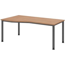 Hammerbacher VHS18/N/G h&ouml;henverstellbarer Schreibtisch 68,5 - 81 cm nussbaum / grafit