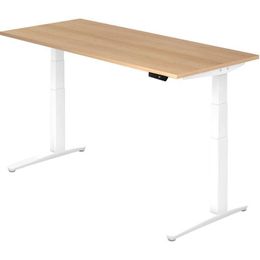 Hammerbacher VXBHM19/E/WW elektrisch h&ouml;henverstellbarer Schreibtisch 65,0 - 130,0 cm - elektrisch eiche / wei&szlig;