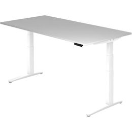 Hammerbacher VXBHM2E/5/WW h&ouml;henverstellbarer Schreibtisch 65,0 - 130,0 cm - elektrisch lichtgrau / wei&szlig;