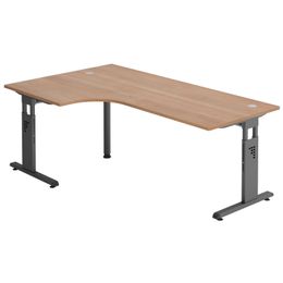 Hammerbacher VOS82/N/G h&ouml;henverstellbarer Schreibtisch 65 - 85 cm nussbaum / grafit