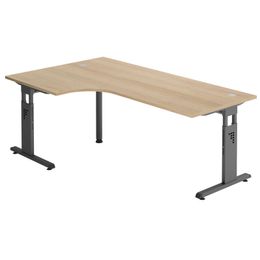 Hammerbacher VOS82/E/G h&ouml;henverstellbarer Schreibtisch 65 - 85 cm Eiche / grafit