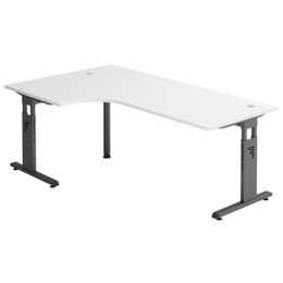 Hammerbacher VOS82/W/G h&ouml;henverstellbarer Schreibtisch 65 - 85 cm wei&szlig; / grafit