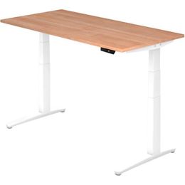 Hammerbacher XBHM16 h&ouml;henverstellbarer Schreibtisch 65,0 - 130,0 cm - elektrisch nussbaum / wei&szlig;