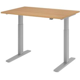 Hammerbacher VXMKA12/E/S elektrisch h&ouml;henverstellbarer Schreibtisch 70,0 - 120,0 cm - elektrisch eiche / silber