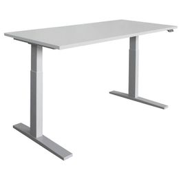 Hammerbacher XMKA16 h&ouml;henverstellbarer Schreibtisch 70,0 - 120,0 cm - elektrisch lichtgrau / silber