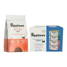 Applaws Adult Mischf&uuml;tterung Applaws Adult Huhn mit Lachs 2kg + Multipack Adult 12x70g Fischauswahl