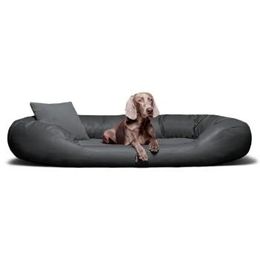 tierlando &reg; Orthop&auml;disches Hundebett Sammy VISCO | Kunstleder - High-Tech-Velours schwarz/ graphit 1,4 m, 30 cm, 1,05 m